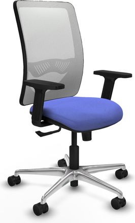 Piqueras y Crespo B&uuml;rostuhl Zulema mit 2D-Armen, h&ouml;henverstellbare Lendenwirbelst&uuml;tze, ausgestattet mit Sincro 3 Positionen und Schneideschaum, Wei&szlig;/Hellblau