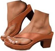 Generic Tongs pour femme - Sandales &agrave; talon bloc bas - Tongs &agrave; talons &eacute;pais - Sandales habill&eacute;es &agrave; enfiler - Sandales de f&ecirc;te - Sandales l&eacute;g&egrave;res pour femme - 