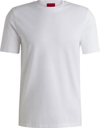 HUGO BOSS Herren Dimerstee Slim-Fit T-Shirt aus merzerisiertem elastischem Baumwoll-Piqu&eacute; Wei&szlig; M