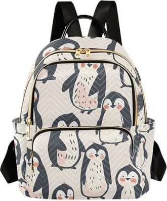 Mnsruu Mini sac à dos pour femme Motif pingouin Beige Petit sac à dos tendance décontracté, Multi1232, S