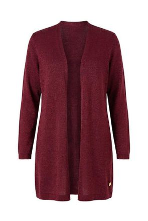 Ulla Popken Strickjacke Long-Strickjacke Glitzereffekt Stehkragen Langarm