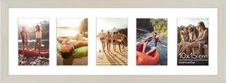 Americanflat 20x61 cm Bilderrahmen Collage - Zeigen Sie Fünf 10x15 cm Fotos an Ihrer Wand an - Bilderrahmen für Mehrere Bilder der Familie - Verbundholz mit Bruchs