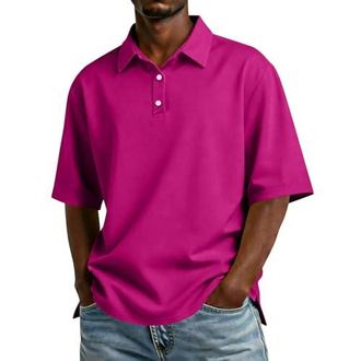 Generic Polo &agrave; manches courtes pour homme - Respirant - Pour l&eacute;t&eacute; - Pour les loisirs - Avec boutons - L&eacute;ger - Pour le sport - Basique, Violet (01), 3XL