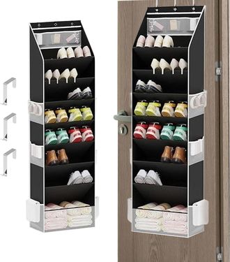 Generic T&uuml;r-Schuh-Organizer - H&auml;ngeregal mit 8 Ebenen | 8 Schichten von 16-24 Schuht&uuml;ren, Schuh-Organizer, robuster Aufbewahrungshalter mit stabilem Oxford-Ge