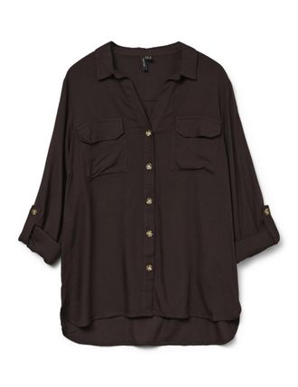 Vero Moda Damen Vmbumpy L/S Shirt New WVN Ga Noos, Chocolate Torte, X-Large