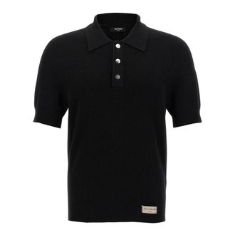 Balmain Merino-Wollstrick-Polo - - Tops - Herren - Schwarzk - XL