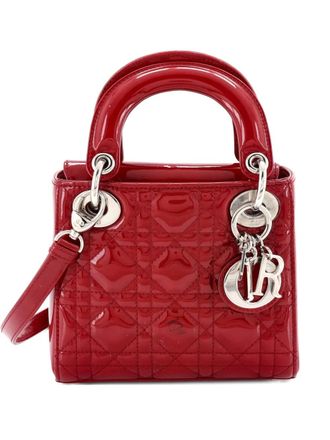 Dior Lady Dior Bag Cannage Quilt Patent Mini satchel - Rouge