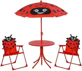 OUTSUNNY Salon de jardin enfant celine motif coccinelle