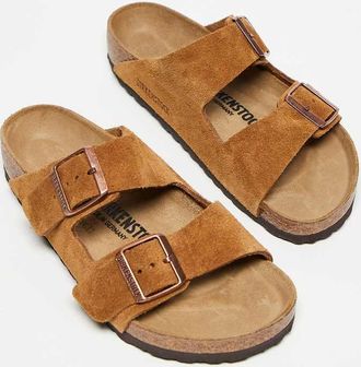 Birkenstock Arizona - Sandales unisexes en daim - Vison-Orange