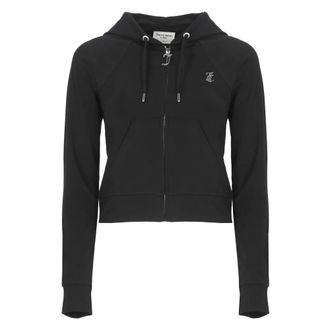 Juicy Couture Femme, Sweatshirts et sweats &agrave; capuche, Noir, Taille: 38 FR Sweat &agrave; capuche noir en m&eacute;lange de coton