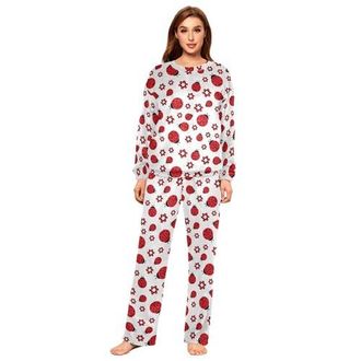 Alaza Ensemble de pyjama deux pièces en polaire pour femme, motif animaux et chiens, vêtements de détente à manches longues, vêtements de nuit thermiques su