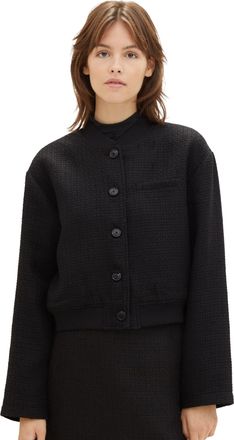 Tom Tailor Damen Boucle Blazer Jacke mit Brusttasche, deep black, L