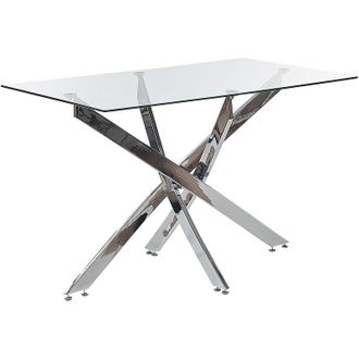 Beliani Beliani - Table Rectangulaire Verre Trempé et Pieds Argent 120 x 70 cm Maramo