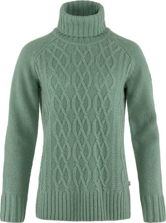 Fj&auml;llr&auml;ven Damen &Ouml;vik Cable Knit Roller Neck Sweatshirt, Patina Green, M