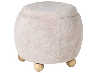 Beliani Pouf Boucl&eacute; Hellbeige mit Stauraum Schlafzimmer Wohnzimmer Flur Hocker Annabella