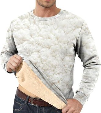 Generic Sweats pour hommes Pulls Hommes Automne Hiver Col Rond Sweat à Capuche Plus Velours Épaississement Impression Personnalité Rétro Casual Mode Sweatshir