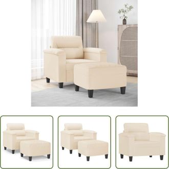 vidaXL Mikrofaser - Sessel mit Hocker Beige 60 cm Mikrofasergewebe