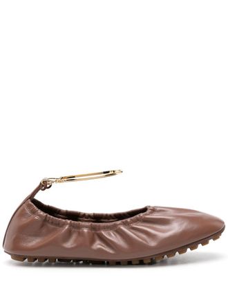 Fendi ballerines texturées - Marron