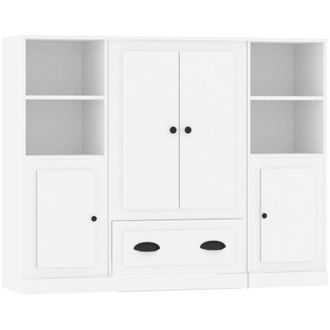 vidaXL Highboards 3 Stk. Wei&szlig; Holzwerkstoff Vidaxl