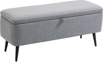 HOMCOM Homcom - Banc coffre de rangement 2 en 1 dim. 102L x 40l x 39H cm piètement acier noir tissu gris