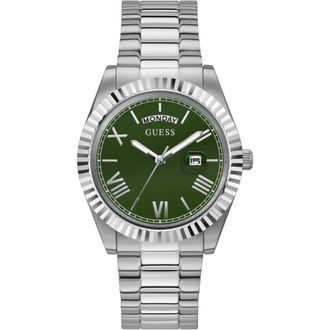Guess Connoisseur GW0265G10 Herren Edelstahlarmbanduhr - 42 mm gr&uuml;nes Zifferblatt, Tag-Datum, 50m