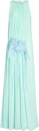 Genny Femme, Robes, Vert, Taille: 44 FR Robe Longue en Soie Sans Manches