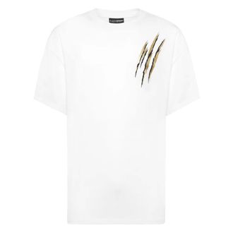 Plein Sport Homme, Tops, Blanc, Taille: M T-shirt &agrave; imprim&eacute; griff&eacute;