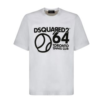 Dsquared2 Tennis Club T-Shirt Wei&szlig; Baumwolle - - Tops - Herren - Wei&szlig; - 2XL