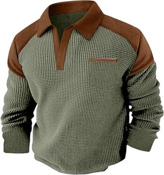 Generic Polo classique uni pour homme, coupe classique, haut basique &agrave; boutons, l&eacute;ger et respirant, tunique dext&eacute;rieur, Vert, XXL