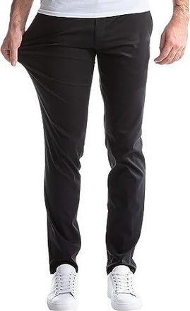 Generic Pantalon habill&eacute; classique en serg&eacute; de coton stretch pour homme - Coupe droite - Pour le bureau - Style d&eacute;contract&eacute; - Taille &eacute;lastique, Noir, S