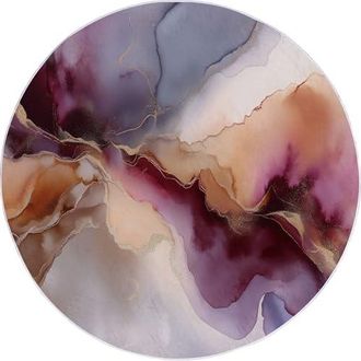 Generic Couleur Abstrait Tapis Rond Salon, Élégant Aquarelle Marbré Imprimer Tapis de Sol Décoration Antidérapant pour Chambre Cuisine Balcon Terrasse Salle à