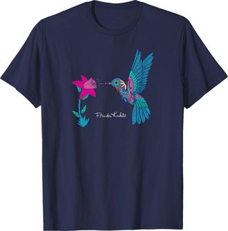 Frida Kahlo Damen T-Shirt, Blau, S, Kurzarm, Klassisch, Einfarbig, Rundhals-Ausschnitt, Klein, Erwachsener
