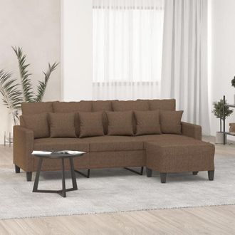 vidaXL Canapé à 3 places avec repose-pieds Marron 180 cm Tissu