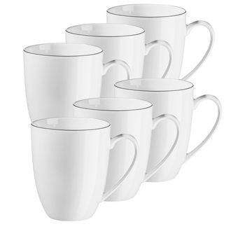 M&auml;ser M&auml;ser Serie Felise, Kaffeebecher Set 6-teilig aus Porzellan - 6 Becher 40 cl - Wei&szlig; mit schwarzem Rand