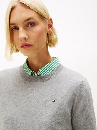 Tommy Hilfiger Rundhalspullover CO JERSEY STITCH LS C-NK SWT mit Logostickerei