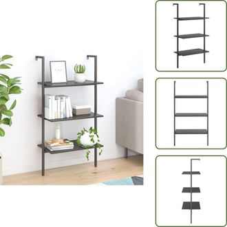 vidaXL The Living Store - Leiterregal mit 3 B&ouml;den Schwarz 64x35x120,5 cm - B&uuml;cherregal - Wandregal - Regal Schwarz - Aufbewahrung - Dekoration