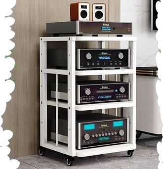Generic HiFi-Rack, AV-Medienst&auml;nder Mit Rollen, 3/4/5-stufiger Audio-Video-Regal Verst&auml;rker Rack, Holz-Stereoschrank, Verstellbare Regale, CD-Player-St&auml;nder F