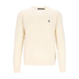 Polo Ralph Lauren Pull en maille torsad&eacute;e &agrave; col rond - Homme - Pulls - Blanc - Taille: 2XL