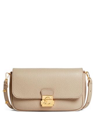 Coccinelle Mini Schultertasche mit Logo-Schild - Nude