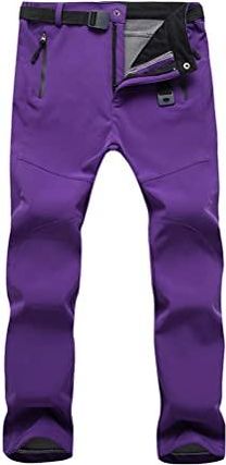 Onsoyours Pantalons De Randonn&eacute;e Femmes Respirants Pantalons Softshell Trekking Thermiques Pantalons De Ski Outdoor Sport Coupe-Vent Imperm&eacute;ables A Violet 3XL
