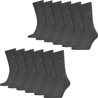 Puma Herren Business Socken Str&uuml;mpfe Classic Socks 6 Paar, Farbe:Grau, Gr&ouml;&szlig;e:39-42, Artikel:-201 anthracite