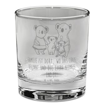 Mr. & Mrs. Panda Whiskey Glas Koala Familie - Geschenk, Tumbler, Koalas, Whiskyglas mit Gravur, Whiskygl&auml;ser, Kinder, Whisky Gl&auml;ser, Muttertag