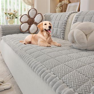 Generic Möbelschoner Weiches Kord Couch überzug, Dicke Gemütlich Sofa Cover für 2 3 4 Sitzer, Anti-Rutsch Sofabezug(Light Grey,105x180)