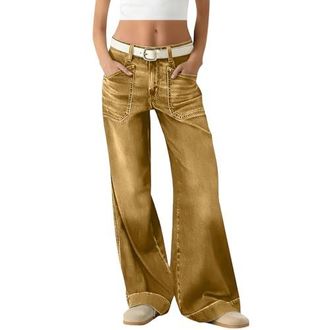 Generic Jean baggy Y2K Streetwear Cargo taille haute extensible jambe large pantalon vintage délavé boyfriend pantalon tendance vieilli robe de sortie jean lo