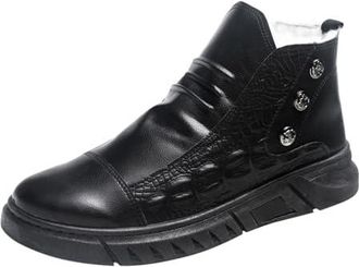 Generic Baskets Homme Plates sans Lacets Montantes Chaussures De Sport Marche Cuir Tendances Sneakers Bottes Semelle Antid&eacute;rapante Confortable Casual Chaussur