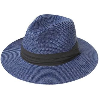 Dreshow Damen Panama Hut Fedora Strand Sonnenhut Breiter Rand Stroh Aufrollen Hut UPF 50+