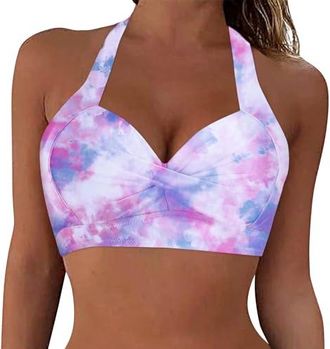 Generic Haut De Maillot De Bain Femme Sexy Push Up Hauts De Bikini R&eacute;glables El&eacute;gant Classics Col en V Hauts De Maillots Soutien Gorge avec Rembourrage Swimwe