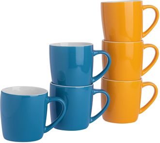 Argon Tableware Farbige Kaffeetassen - 350ml - Packung Von 6 - Blau/Gelb