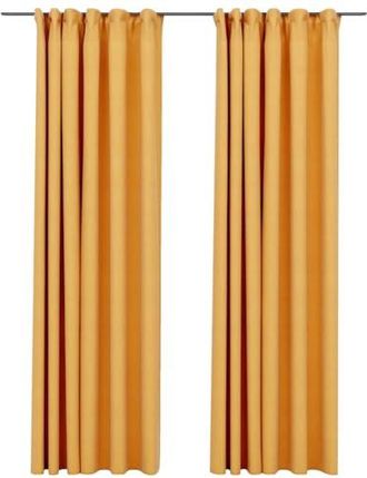 vidaXL 2X Rideaux Occultants Aspect de Lin avec Crochets Rideaux de Fenêtre Salon Salle de Séjour Chambre à Coucher Maison Intérieur Jaune 140x245 cm