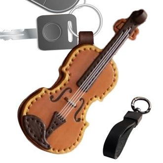 Generic YNPQTDS Petit porte-cl&eacute;s violon - Porte-cl&eacute;s instrument de musique en cuir | Pendentif de sac pour les amateurs de musique pour homme c&eacute;l&eacute;bration anni